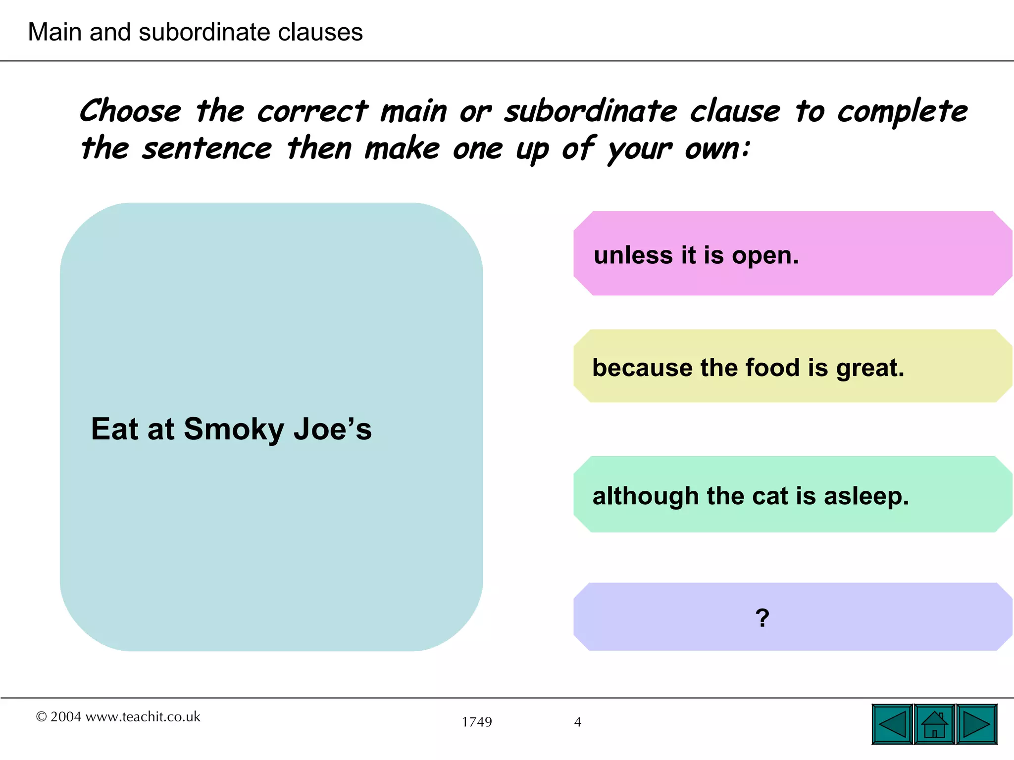 Main & Subordinate Clauses | PPT