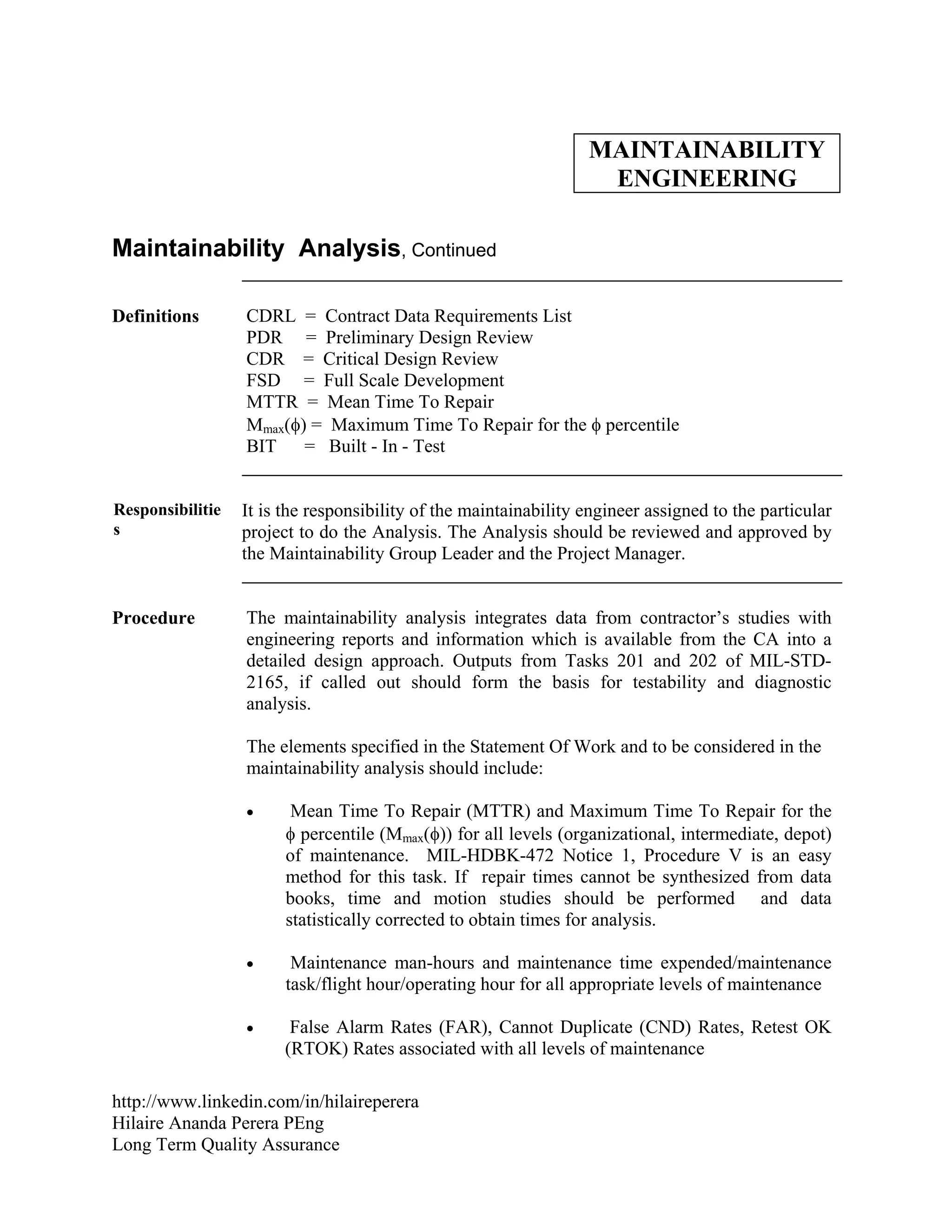 Maintainability engineering | PDF