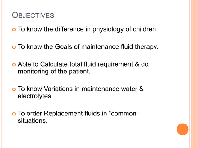 Maintainance & replacement fluid therapy pediatrics AG | PPTX