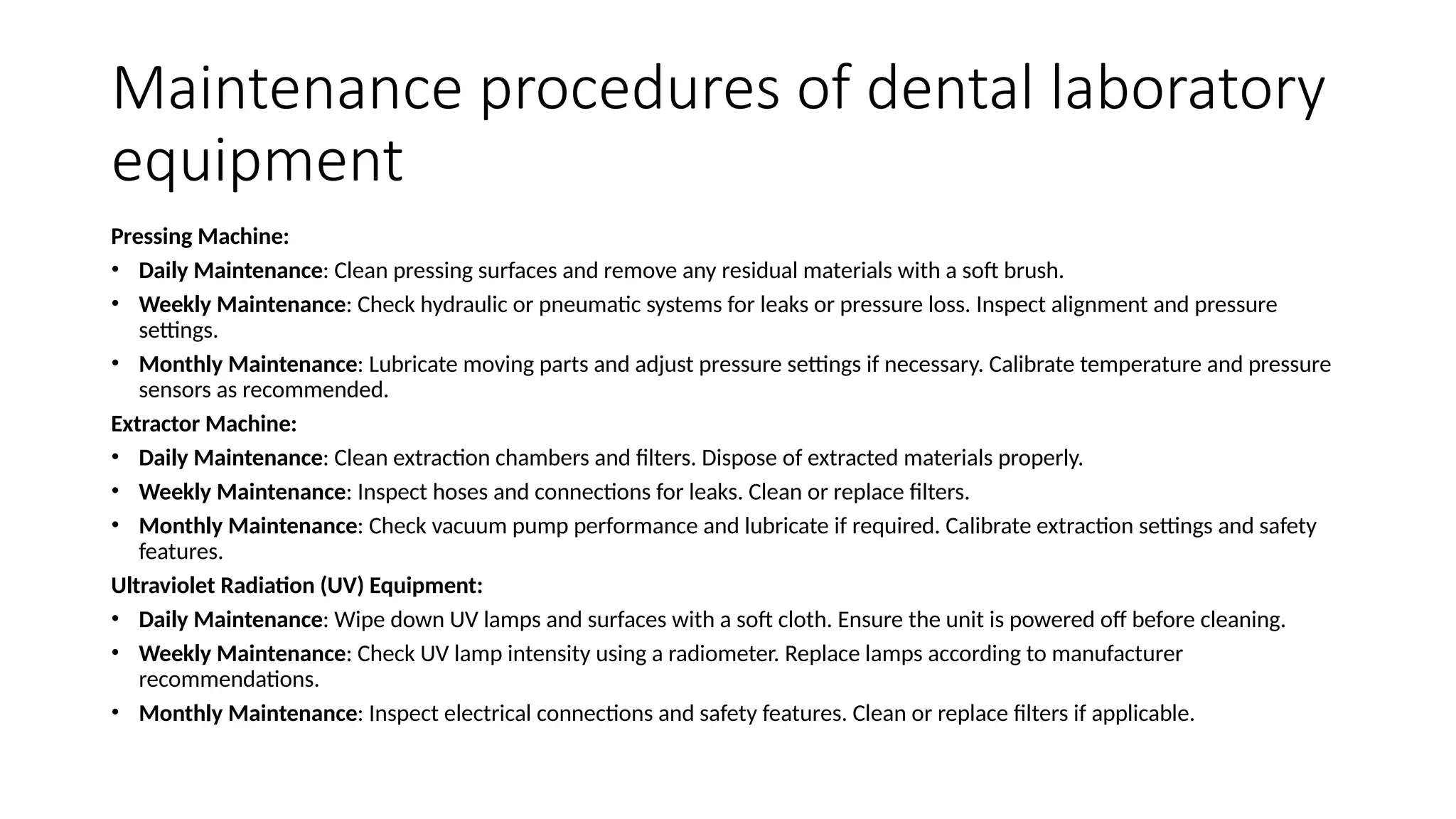 Maintain dental laboratory equipment.pptx | Oral care | Personal Care