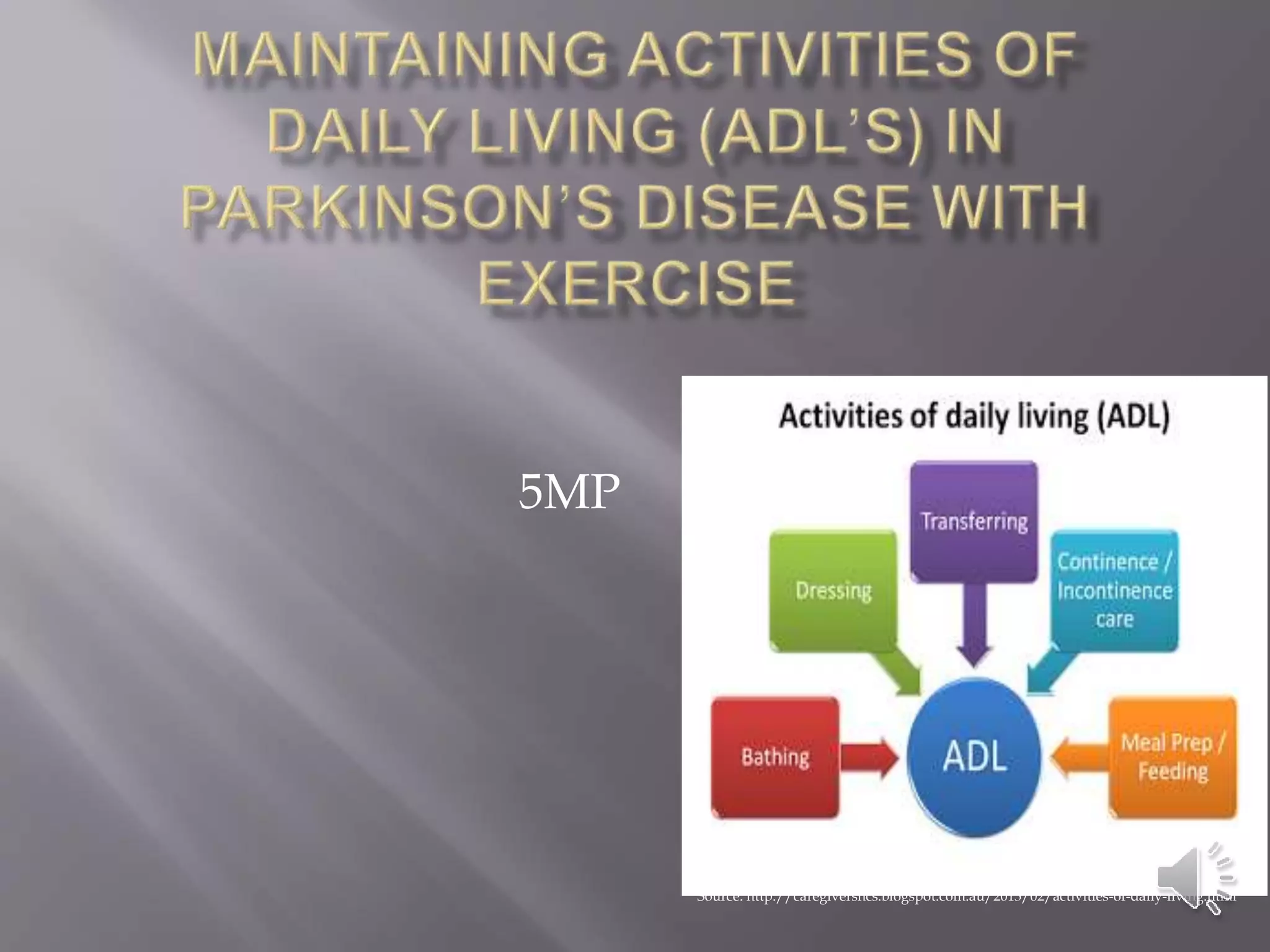 Maintaining adl’s in parkinson’s disease (final) | PPT