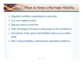 Maintaining a health marriage during deployment audience | PDF