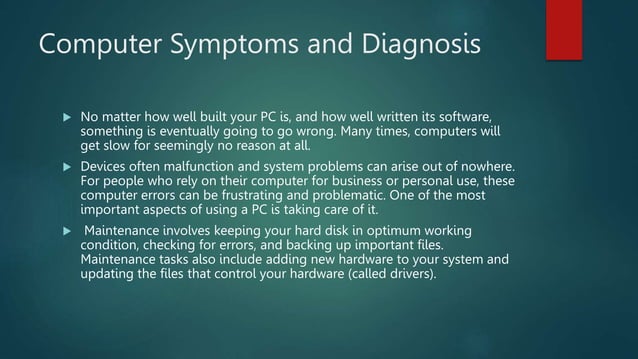 MAINTAINING AND REPAIRING COMPUTER SYSTEMS AND NETWORKS 12.pptx | IT ...