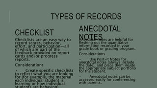 Maintaining classroom records | PPTX | Educational Assessment | Education