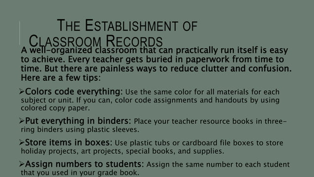Maintaining classroom records | PPTX | Educational Assessment | Education