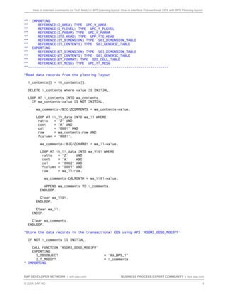 Maintaining comment fields directly in planning layouts using the ...