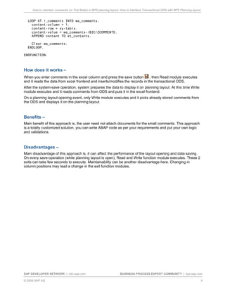 Maintaining comment fields directly in planning layouts using the transactional ods interface | PDF