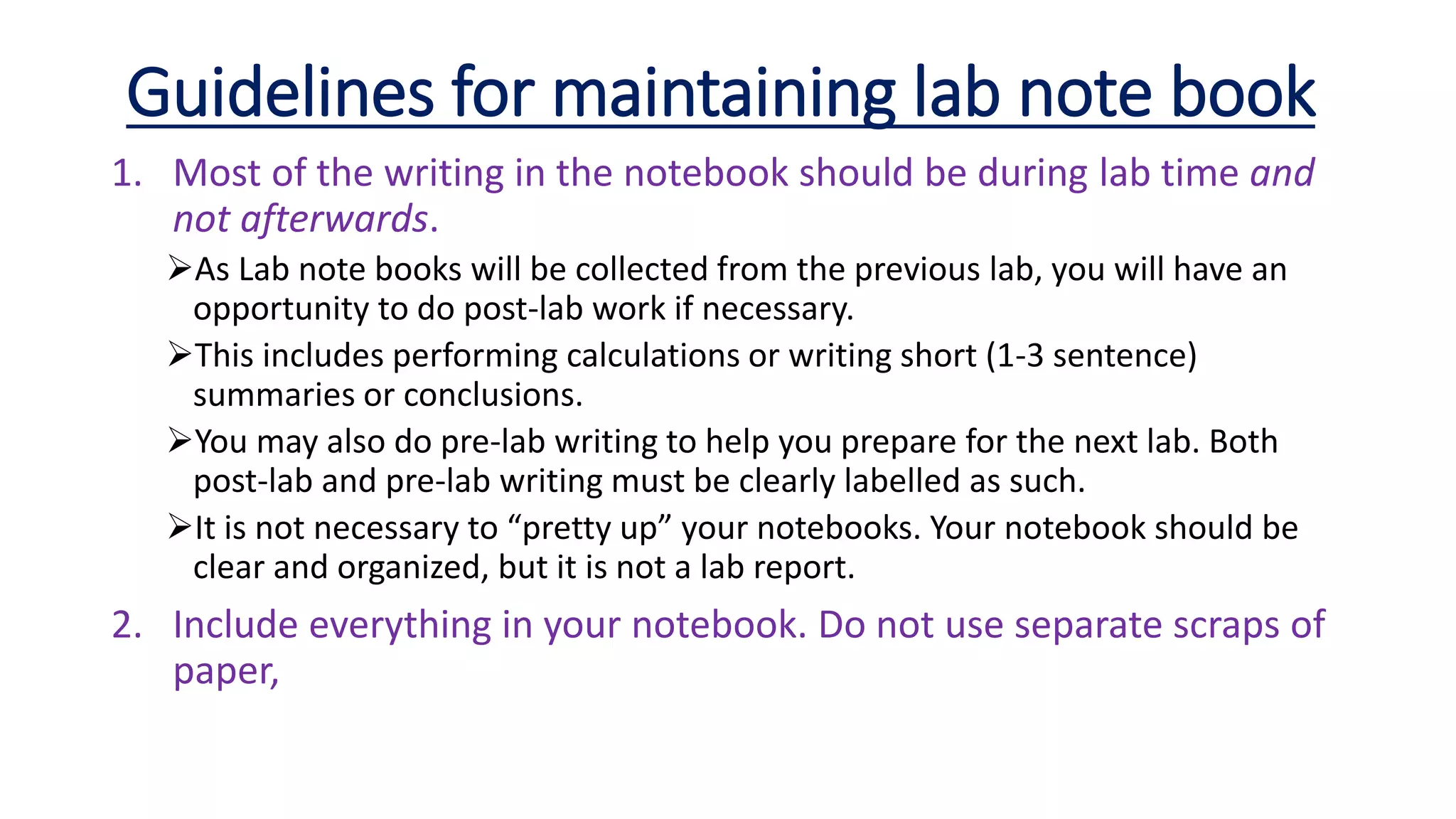 Maintaining lab note book | PPTX