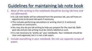Maintaining lab note book | PPTX | Chemistry | Science