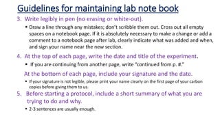Maintaining lab note book | PPTX | Chemistry | Science