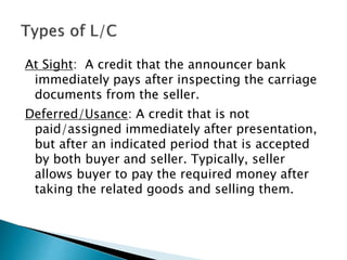 Maintaining letter of credit & some basic theory | PPTX