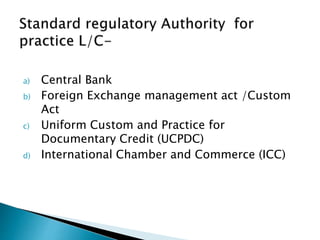 Maintaining letter of credit & some basic theory | PPTX