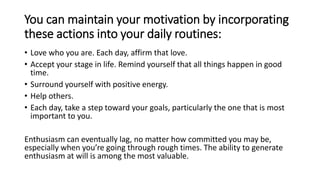 Maintaining motivation5. summary & reflection | PPT