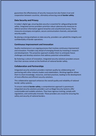 Maintaining Quality in National Border Safety | PDF