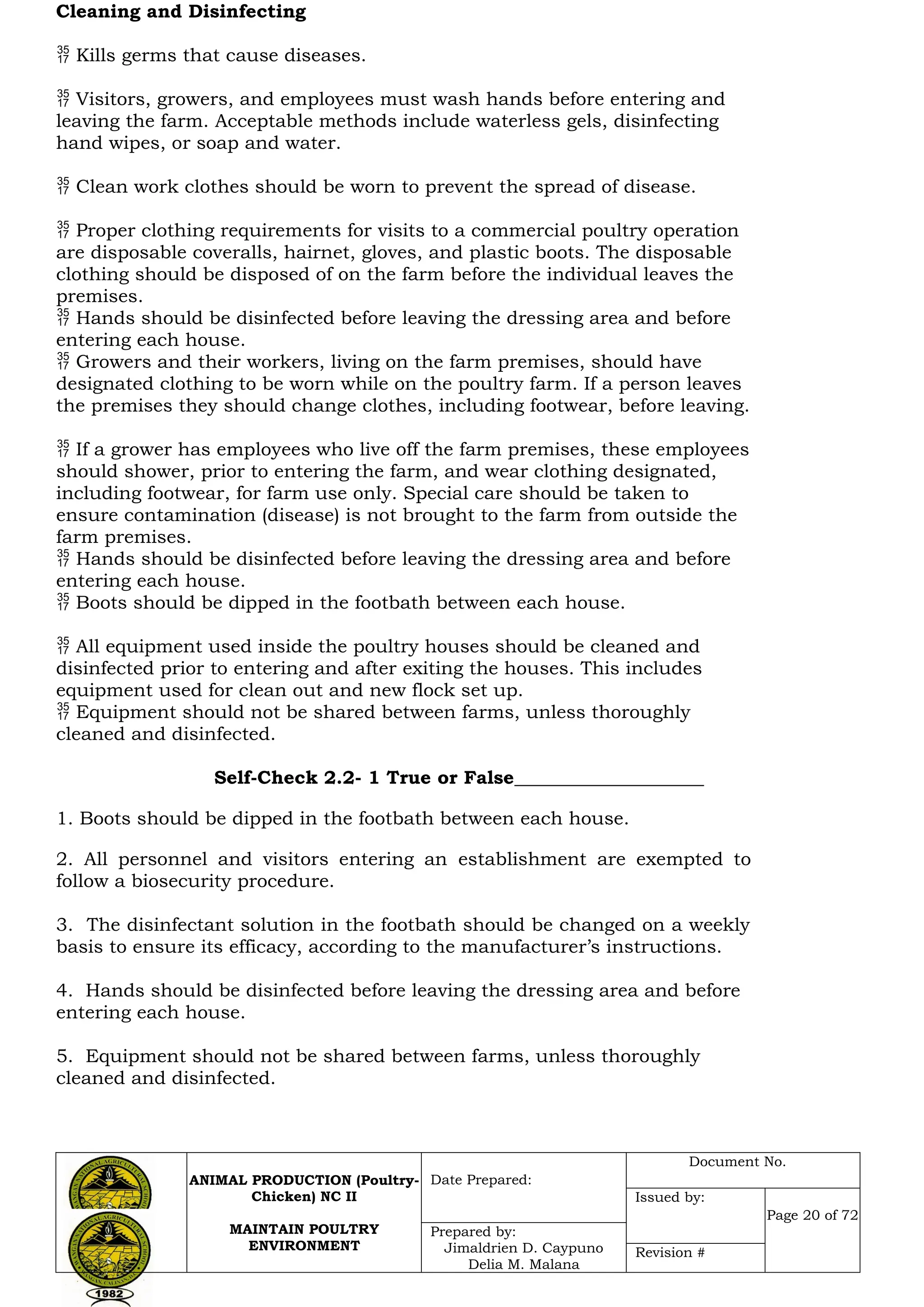 MAINTAIN_Poultry House and environment .doc