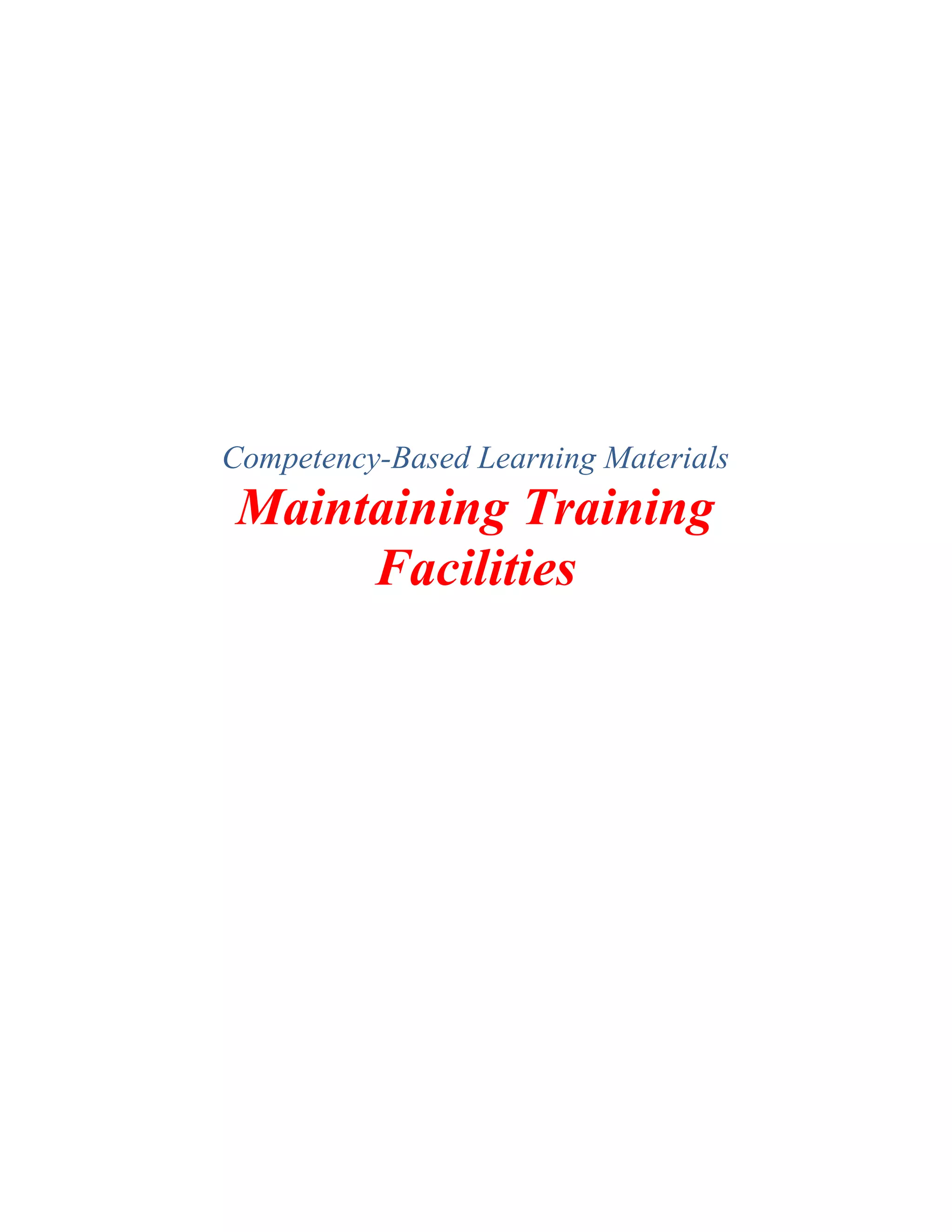 Maintain training facilities 1 | PDF