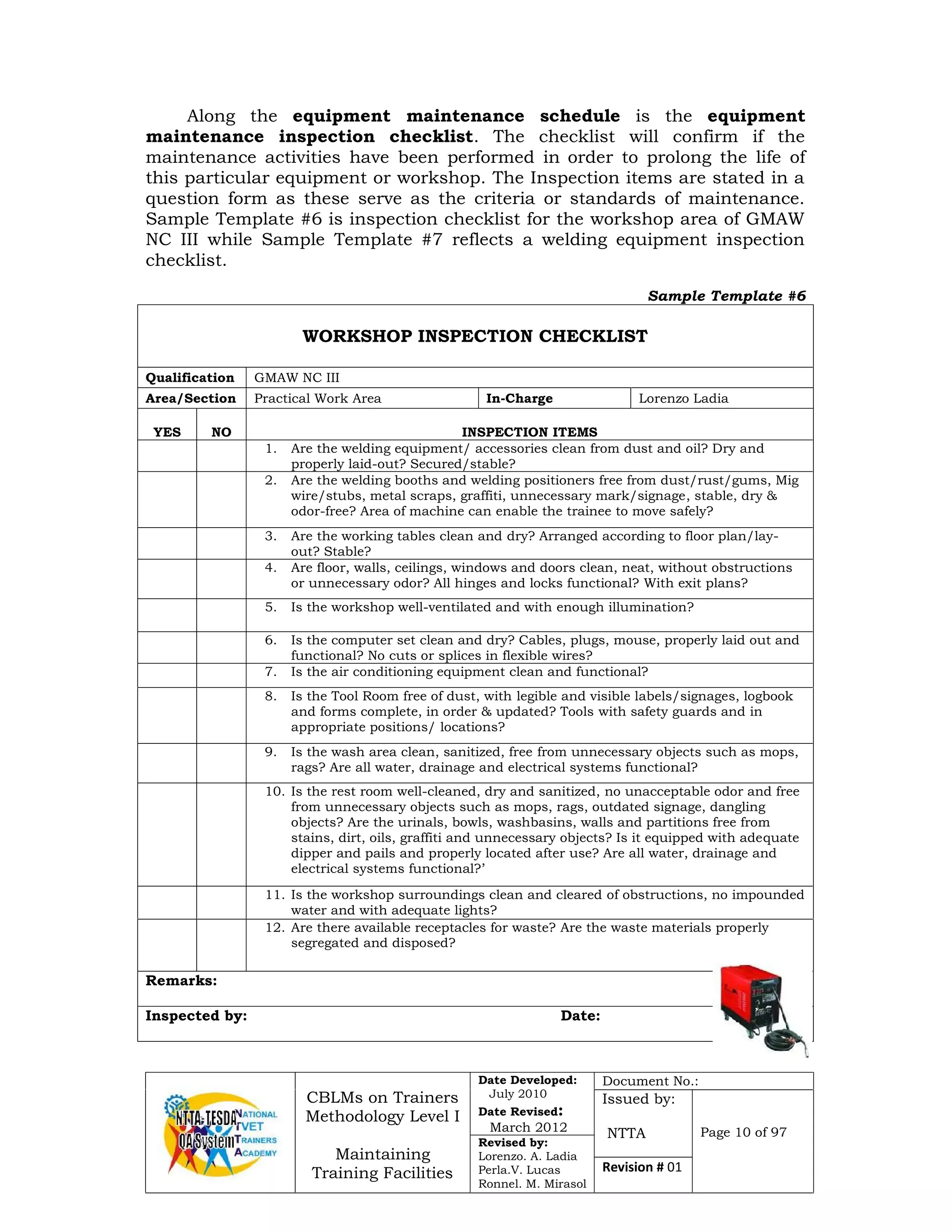 Maintain training facilities 1 | PDF