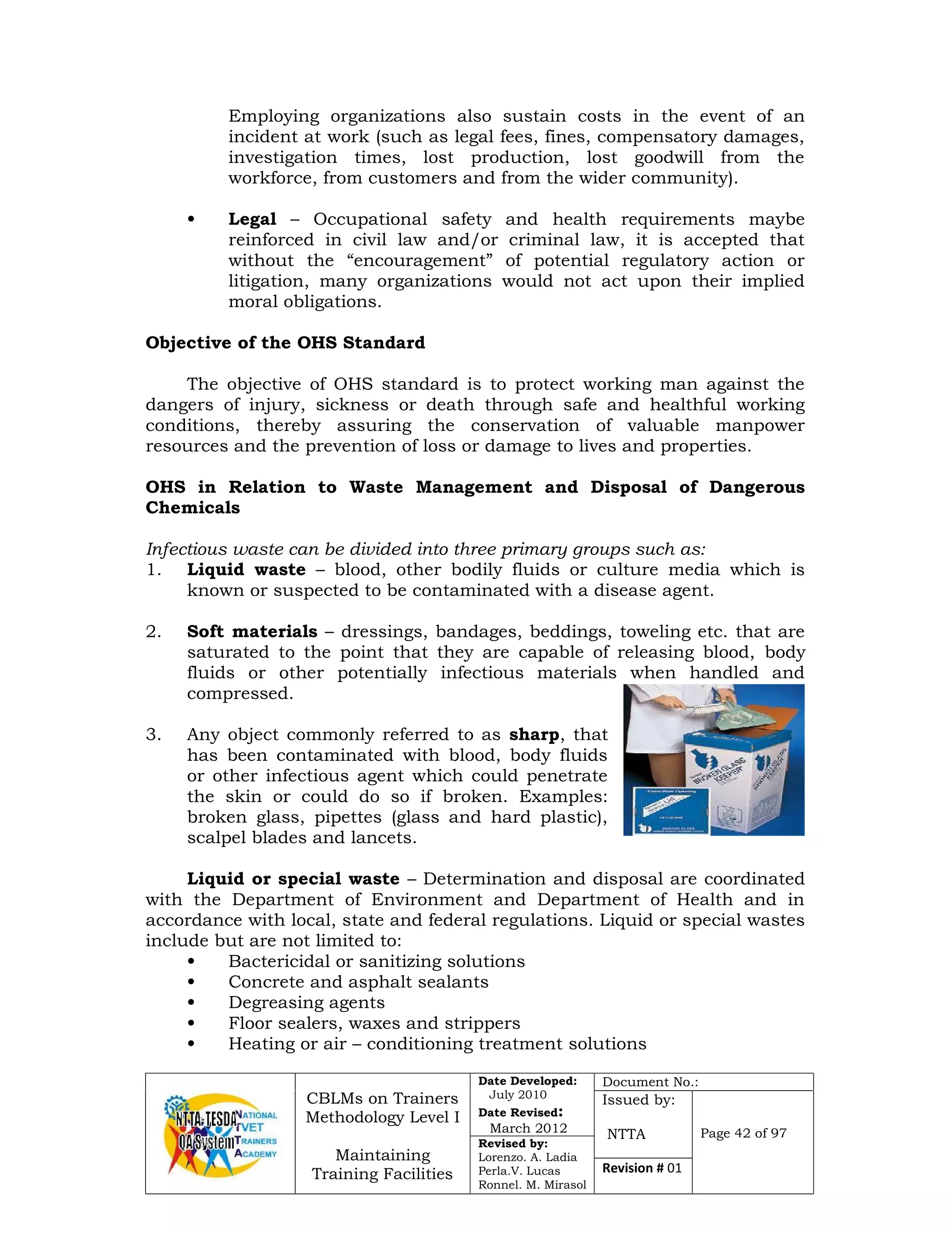 Maintain Training Facilities 1 Pdf