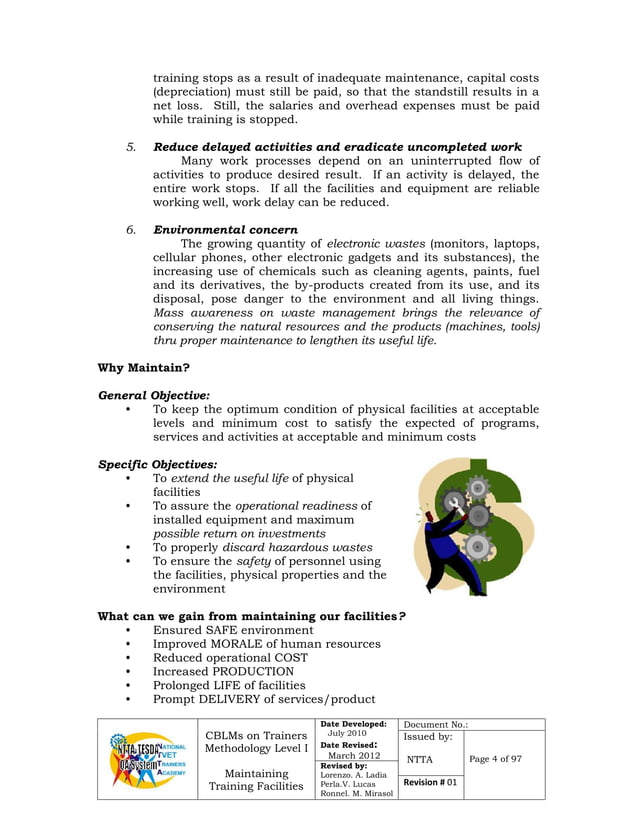 Maintain training facilities 1 | PDF