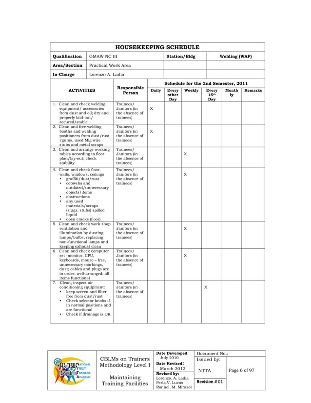 Maintain training facilities 1 | PDF