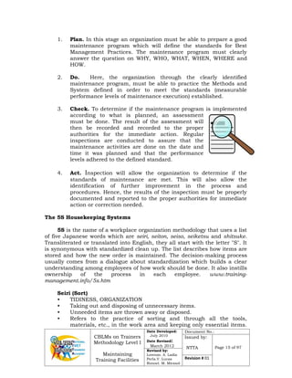 Maintain training facilities 1 | PDF