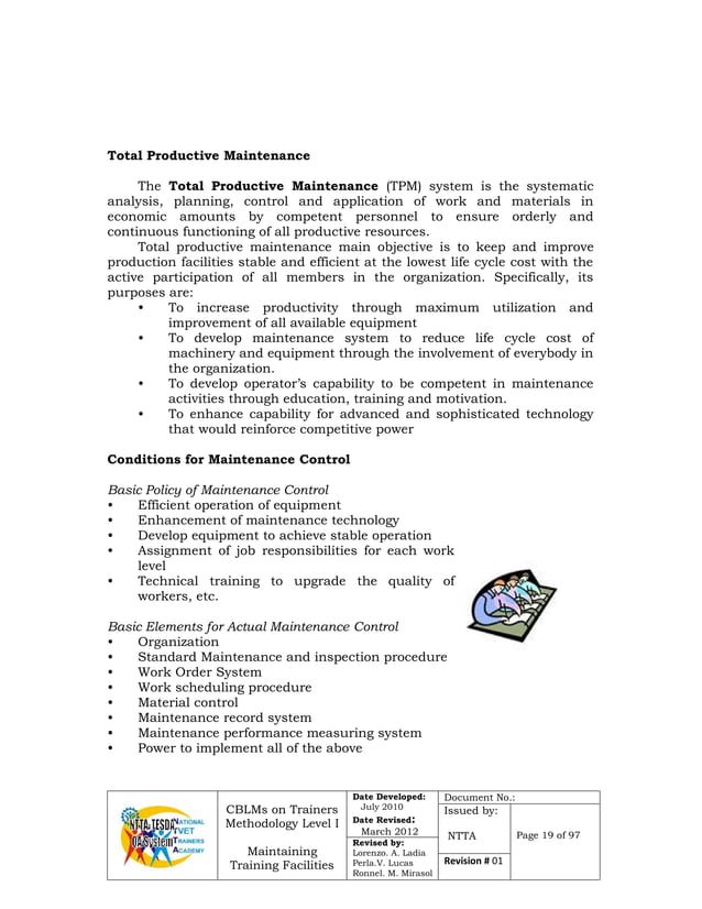 Maintain training facilities 1 | PDF