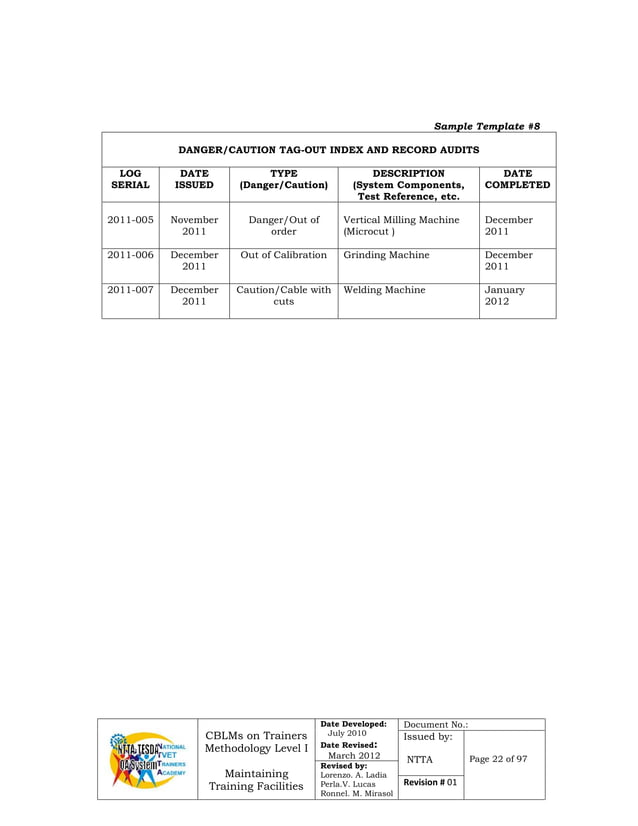 Maintain training facilities 1 | PDF