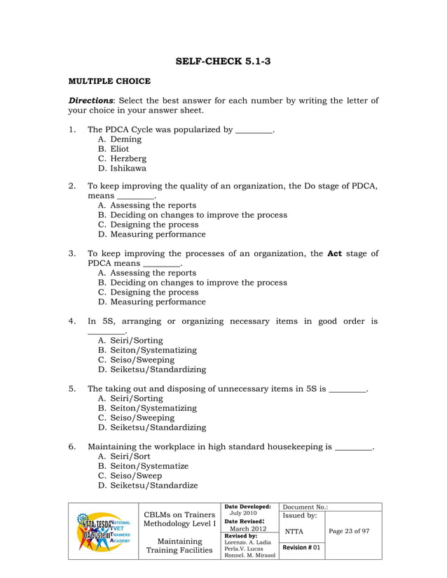 Maintain training facilities 1 | PDF