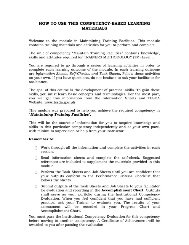 Maintain training facilities 1 | PDF
