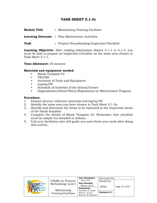 Maintain training facilities 1 | PDF