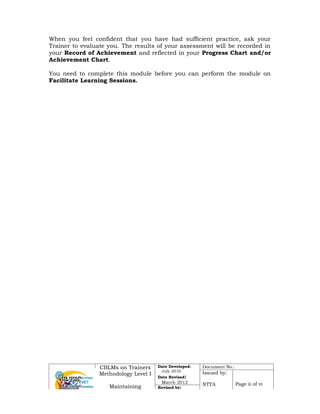 Maintain Training Facilities 1 Pdf