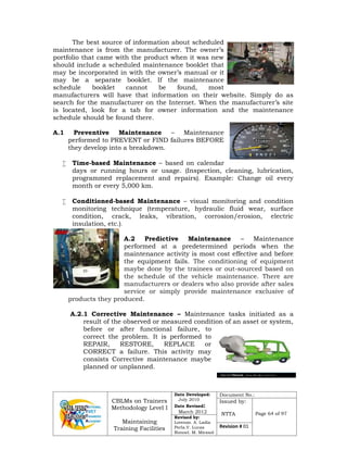 Maintain training facilities 1 | PDF
