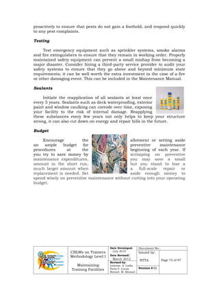 Maintain training facilities 1 | PDF
