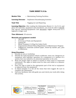Maintain training facilities 1 | PDF