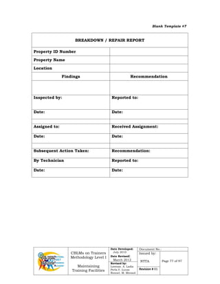 Maintain training facilities 1 | PDF