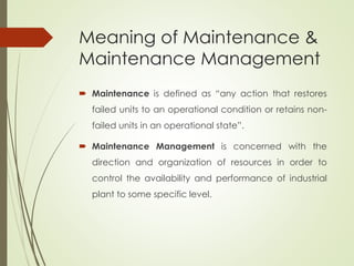 Maintanance management | PPTX