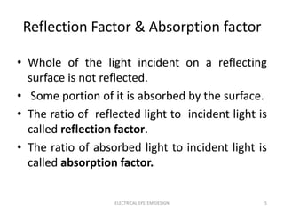 Maintenance factor Absorption factor,Reflection factor, Co-efficient of ...