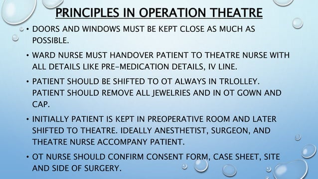 Maintenance of therapeutic environment in OT | PPTX | Surgery | Medical ...