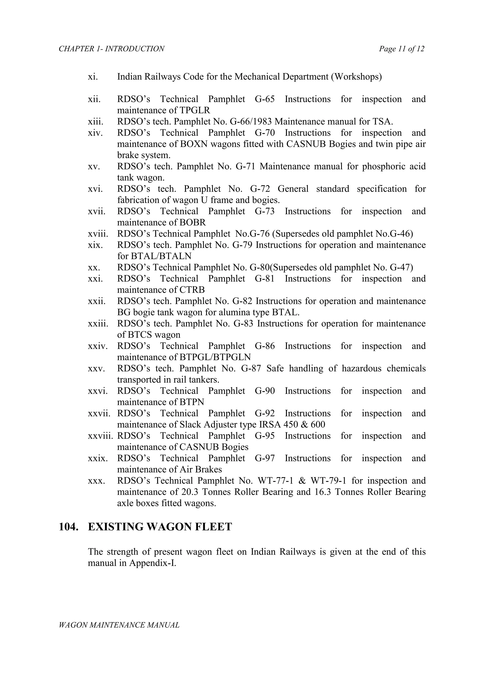Maintenace manual for wagons | PDF