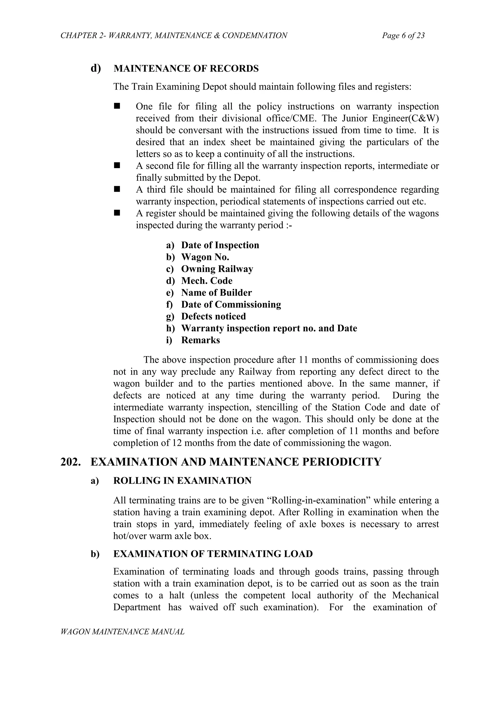 Maintenace manual for wagons | PDF