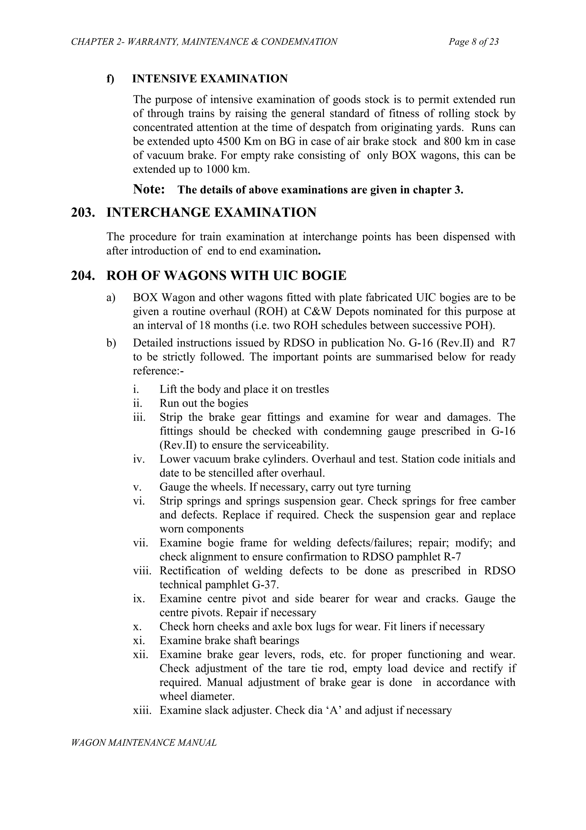 Maintenace manual for wagons | PDF