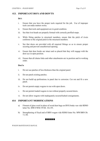 Maintenace manual for wagons | PDF