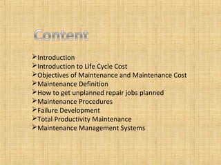 Maintenance | PPT | Business | Business and Finance