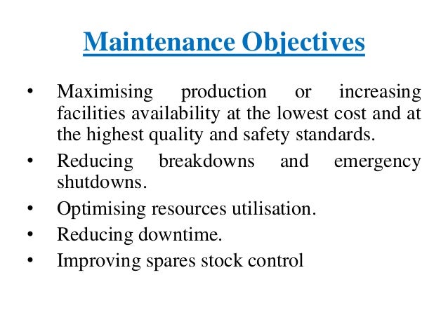 Maintenance Objectives And Targets