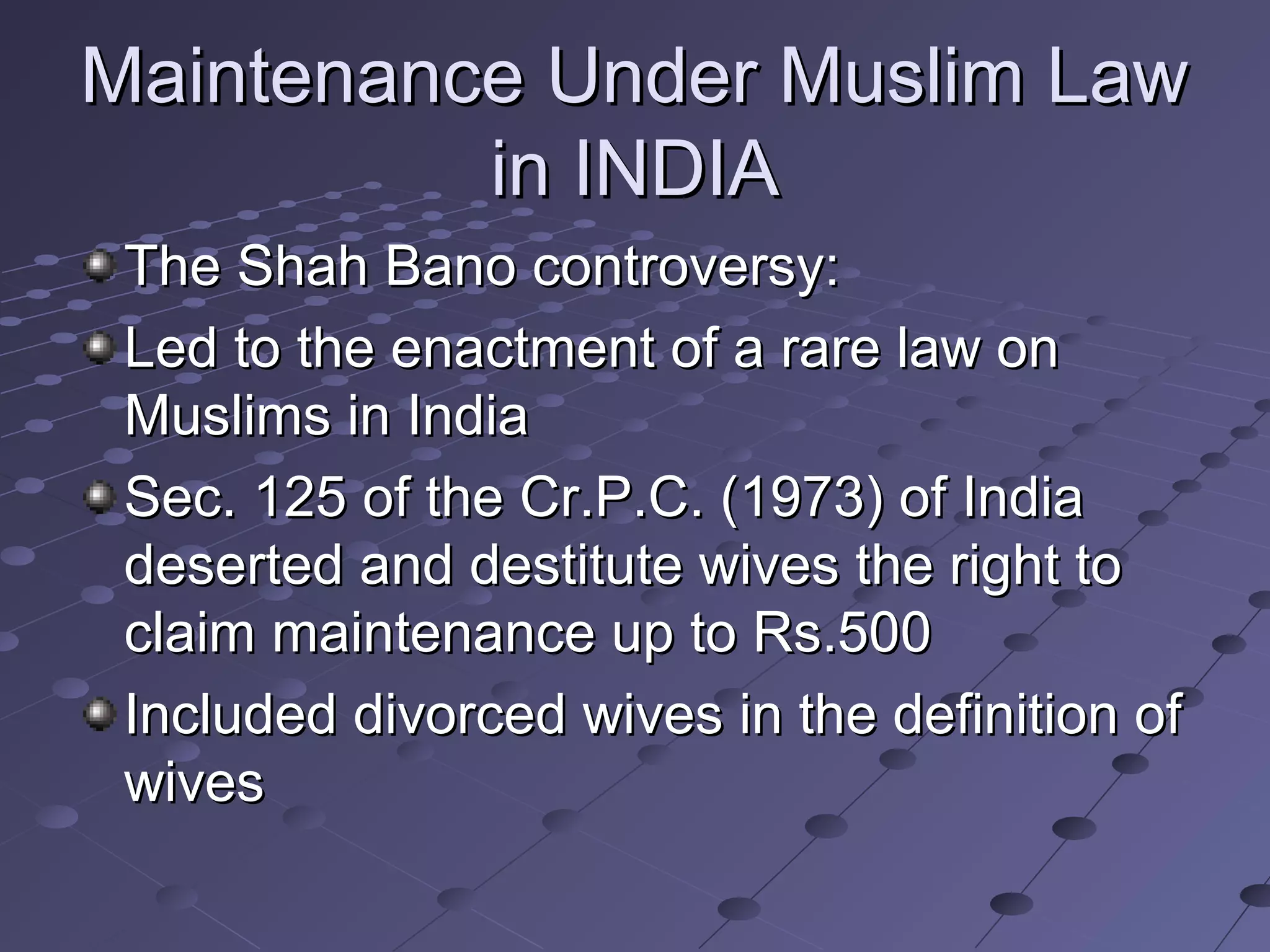 Maintenance.comparative family law | PPT | Divorce | Family and Relationships