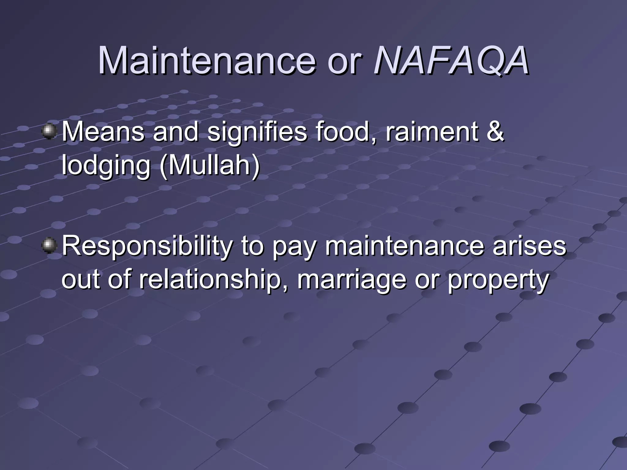 Maintenance.comparative family law | PPT