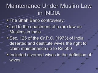 Maintenance.comparative family law | PPT | Divorce | Family and ...
