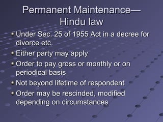 Maintenance.comparative family law | PPT