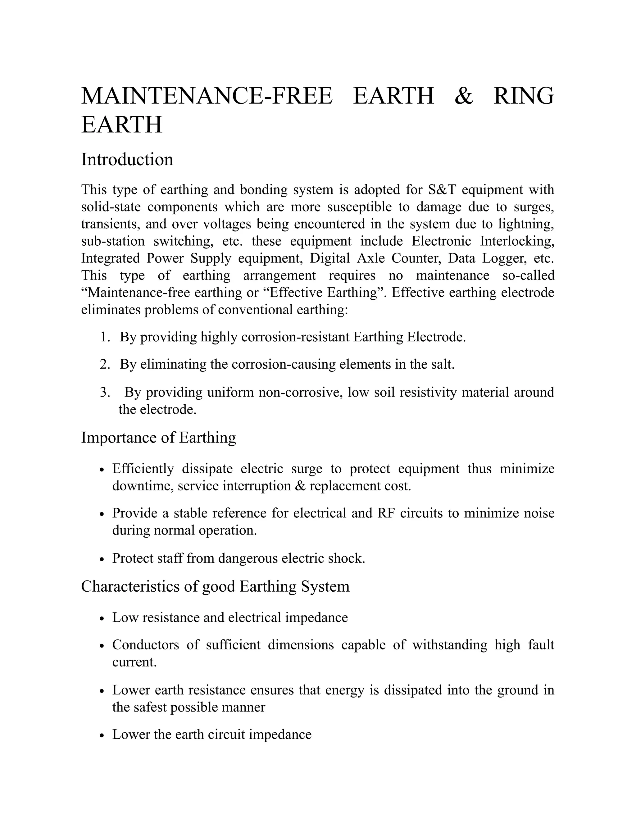 Maintenance free earth electrode | PDF