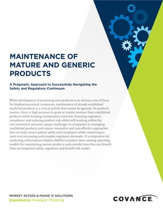 Maintenance of Mature and Generic Products | PDF